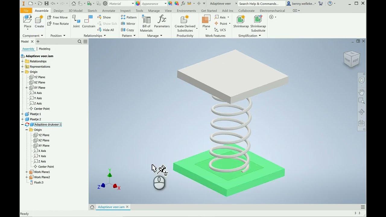Autodesk Inventor - Assembly - Adaptieve veer - YouTube