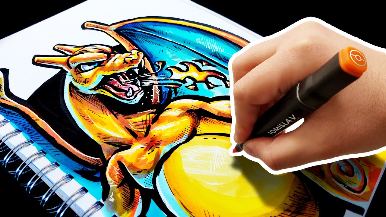 How to Draw Charizard with Markers 🎨 - YouTube