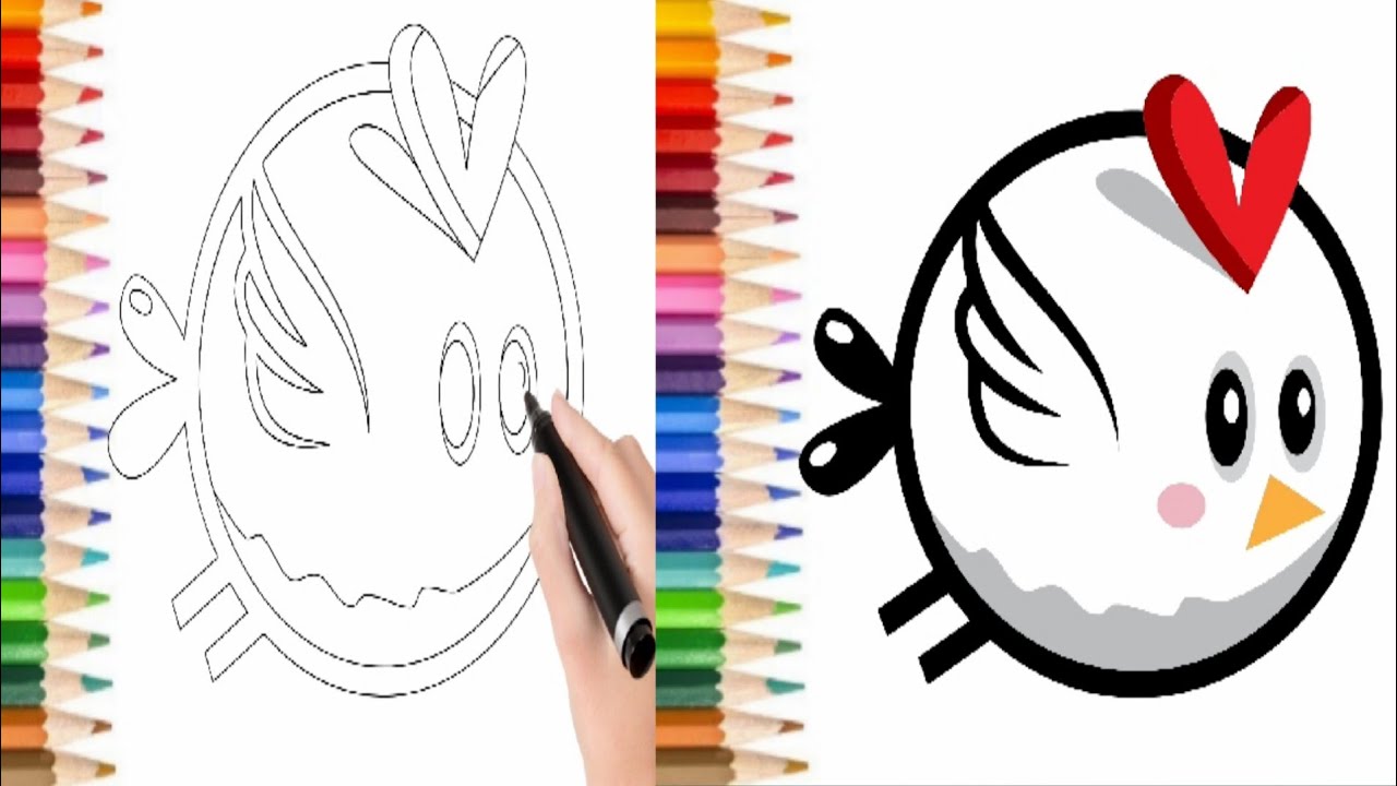 How to draw quite bird / kids & toddler - YouTube
