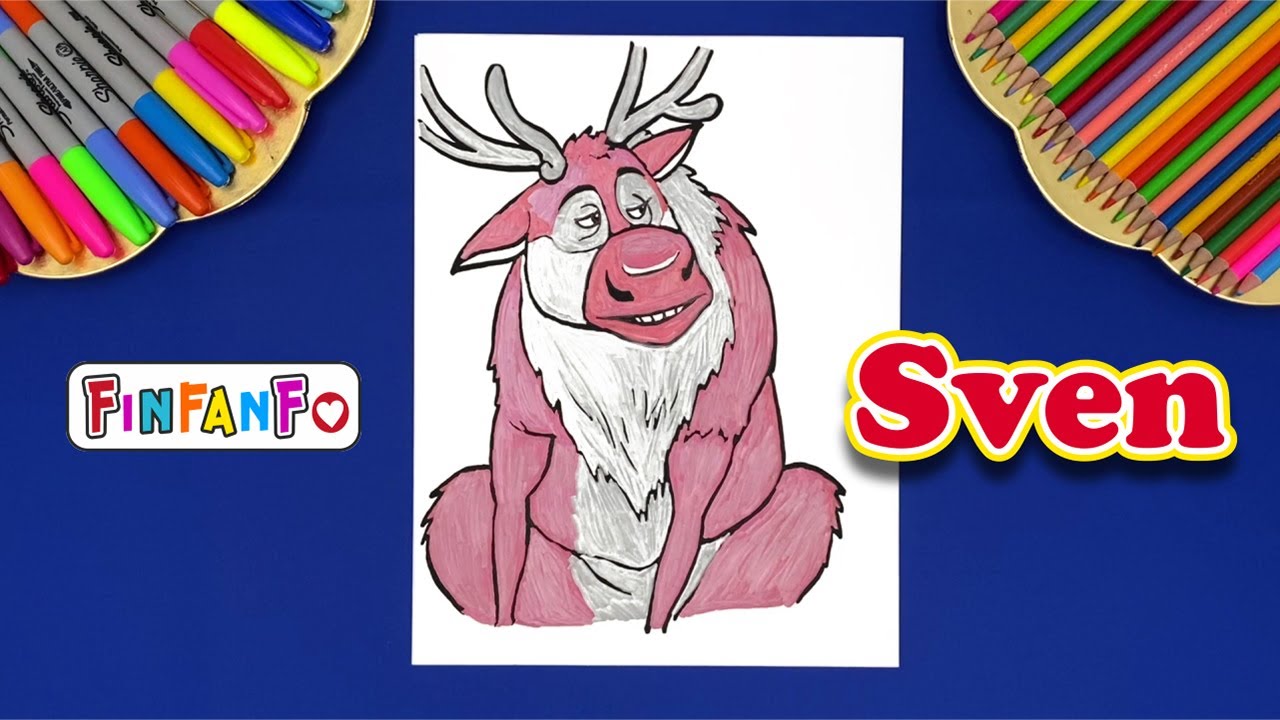 How to draw Sven Reindeer from Frozen step by step easy I Disney ...