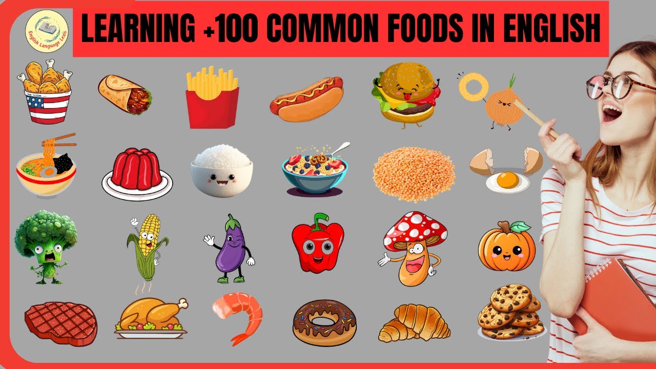 "Learning +100 Common Foods in English | Food Vocabulary" - YouTube