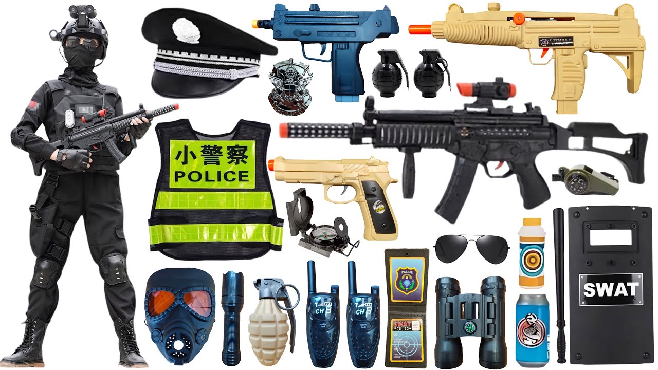 Special police weapon toy set unboxing, M416, AK47 rifle, 98K sniper ...