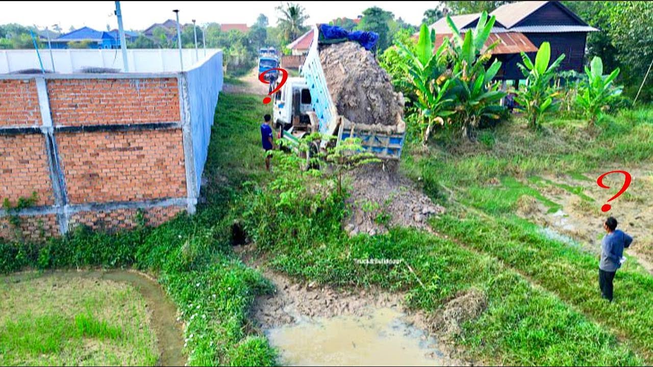 Start A New Perfect Project!! Filling Land On Flooded By Dozer KOMATSU ...