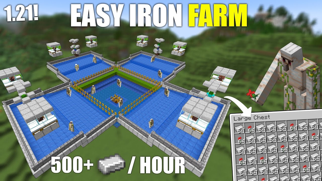 Cách Làm Máy Farm Sắt Hiệu Suất Cao Trong Minecraft - YouTube