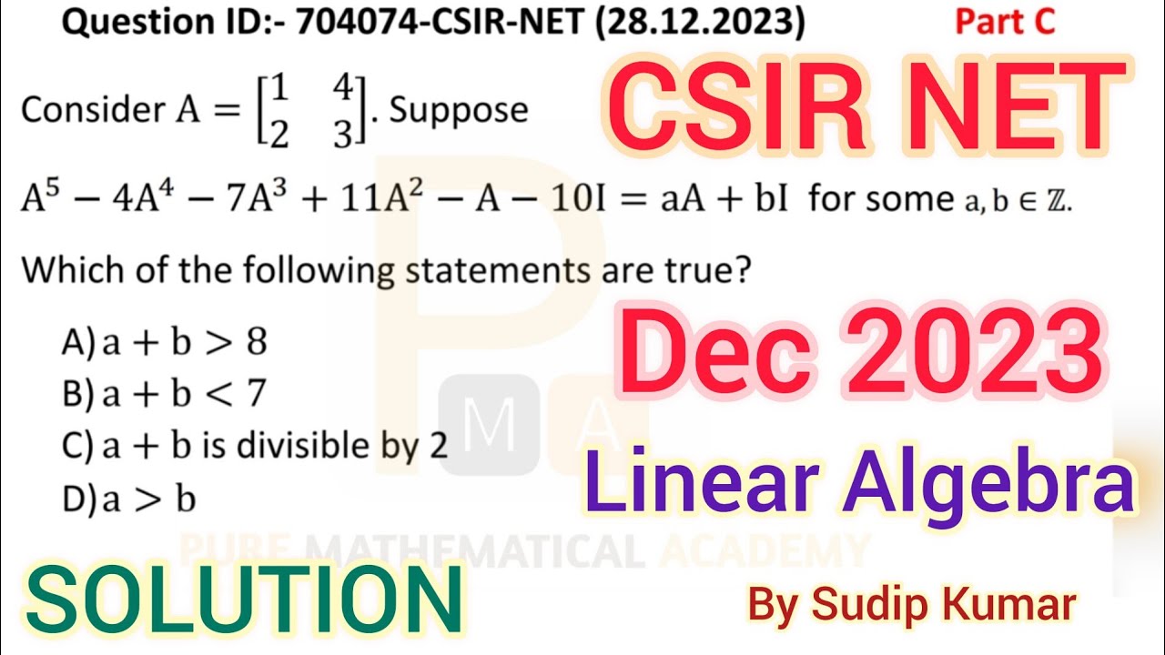 Csir Net December 2023 Mathematics Solution Csir Net Dec 2023 Linear Algebra Solution Q