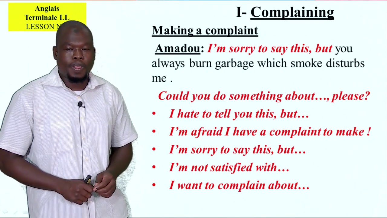 TLL Anglais leçon5 Complaining and responding to complaints - YouTube
