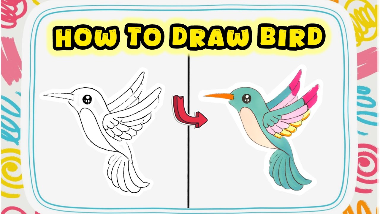 How to Draw a Beautiful Bird – Colorful Animal Drawing Guide - YouTube