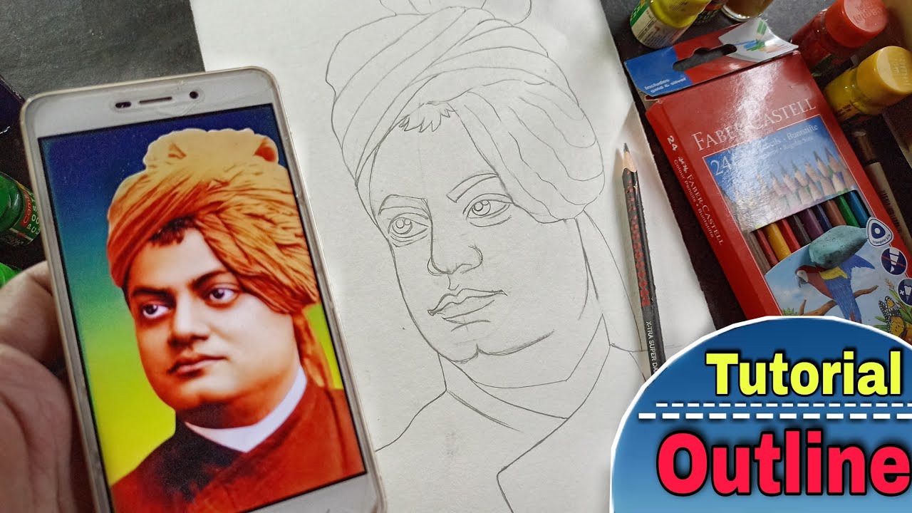Draw Swami Vivekananda outline easy ️🤪 - YouTube