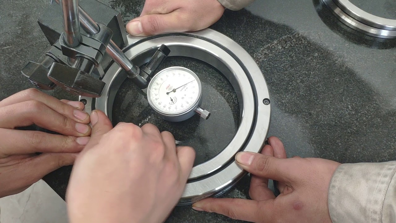 measuring runout of crossed roller bearing - YouTube