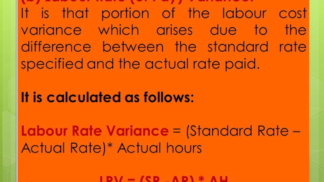 labour Variances: Types and their Formula - YouTube