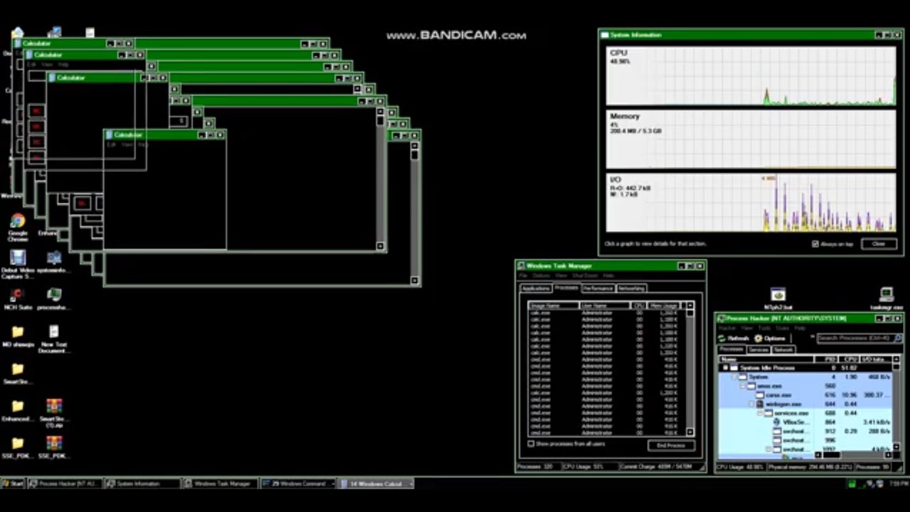 running 2073 calculators at once on windows xp - YouTube