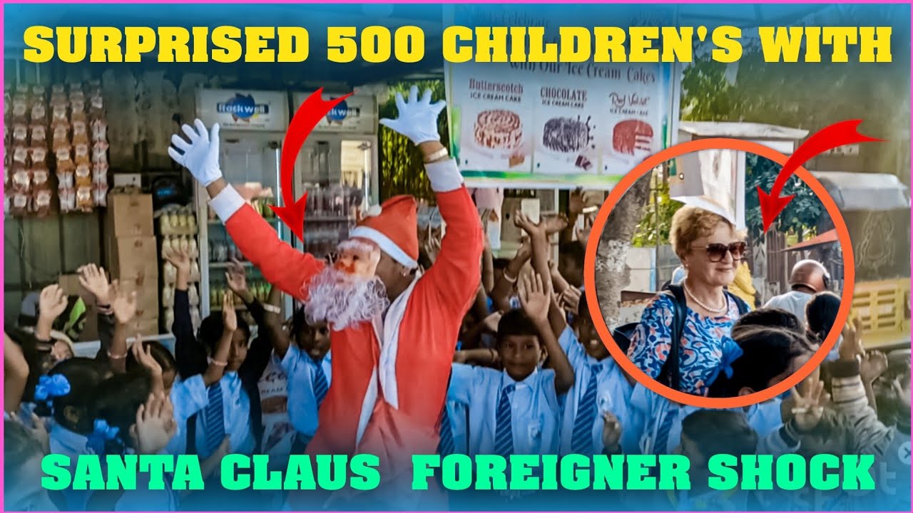Surprised 500 childrens with santa Claus || foreigner shocks😍😍😍 - YouTube