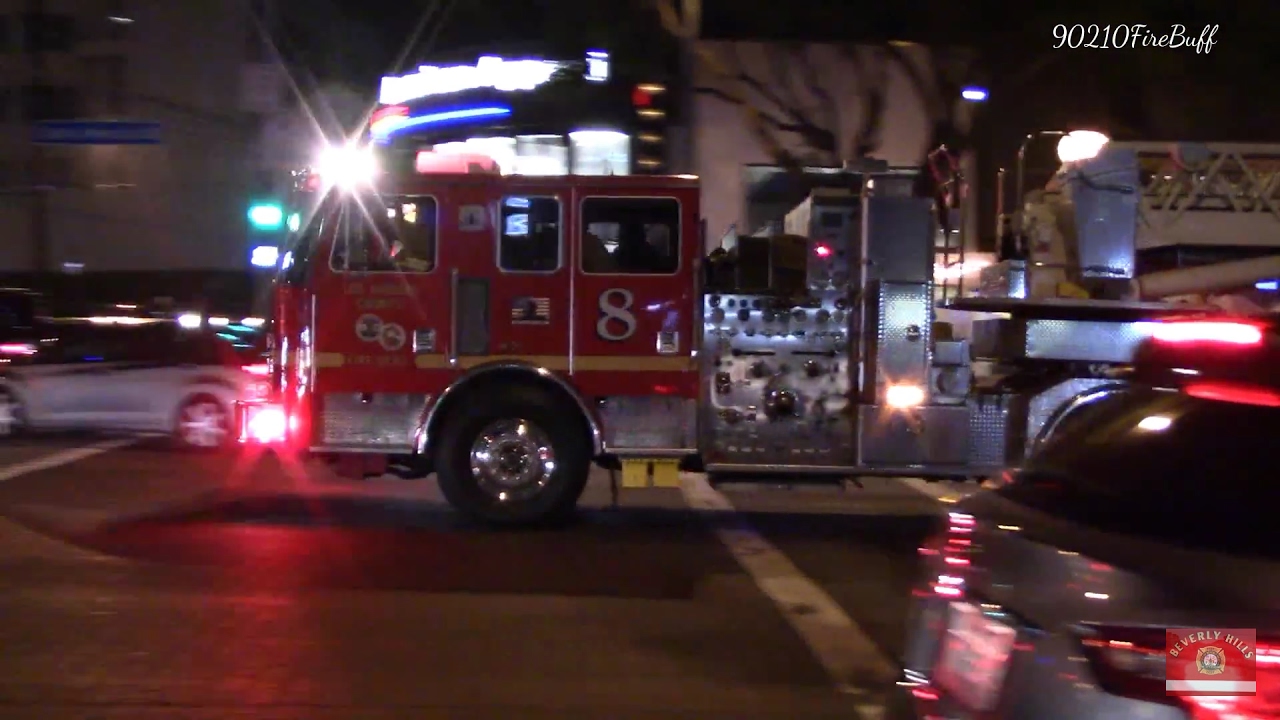LACoFD Light Force 8 & Battalion 1 Responding to a Structure Fire - YouTube