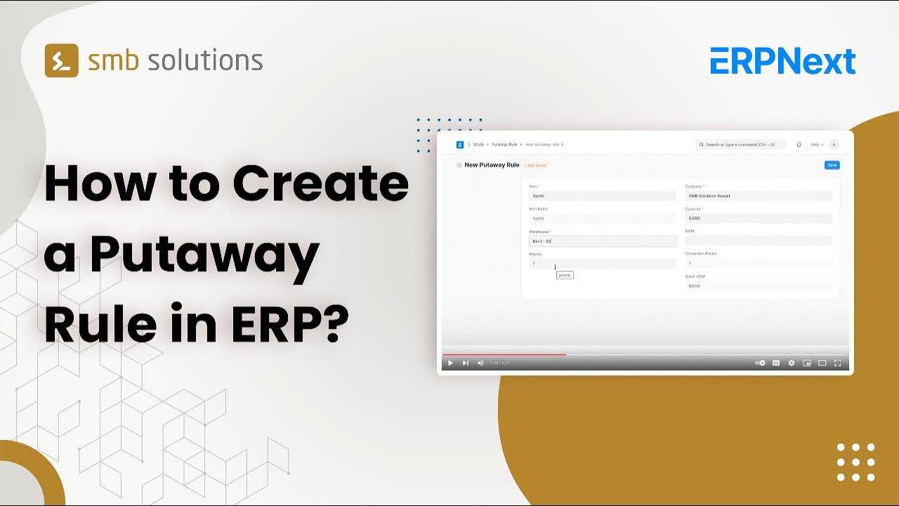 Erpnext How To Create A Putaway Rule In Erp Erpnext Tutorials Youtube