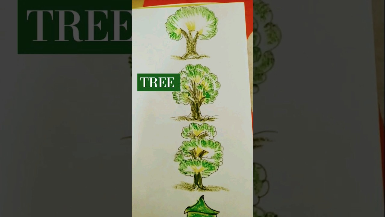 How to draw a 🌲 tree.. different different types... easily 💖#drawing # ...