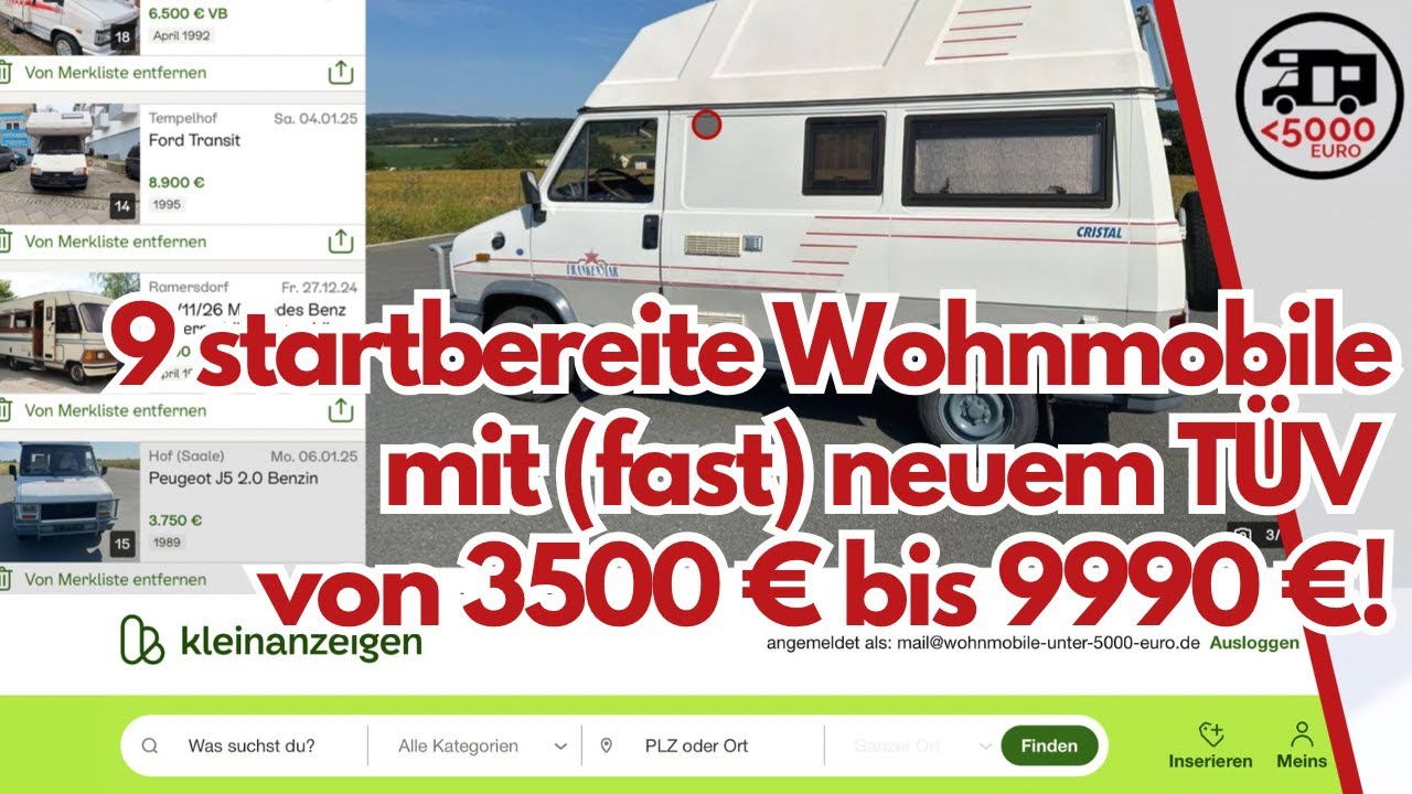 9 startbereite gebrauchte Wohnmobile mit (fast) neuem TÜV von nur 3500 ...