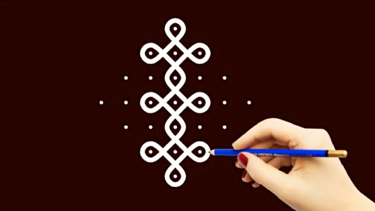 Amazing 7×1 dots rangoli designs || easy kola design for beginners ...