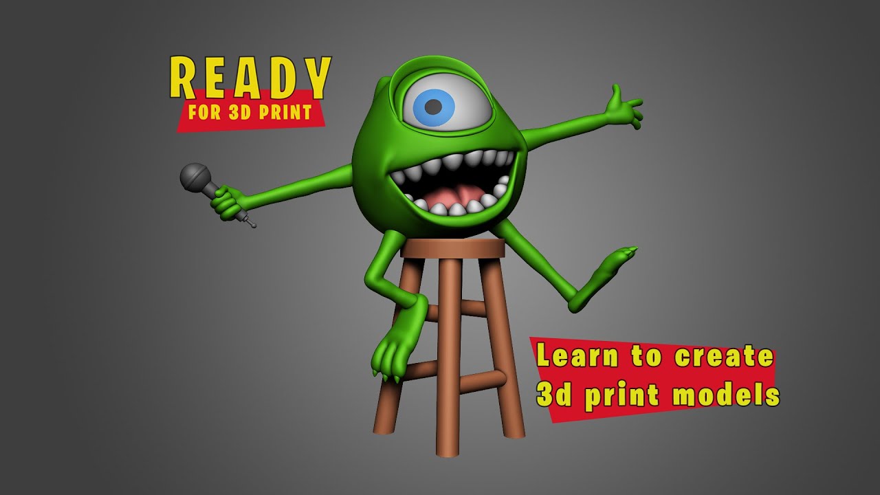 Monsters, Inc Mike Wazowski 3d print model sculpting in Zbrush. - YouTube