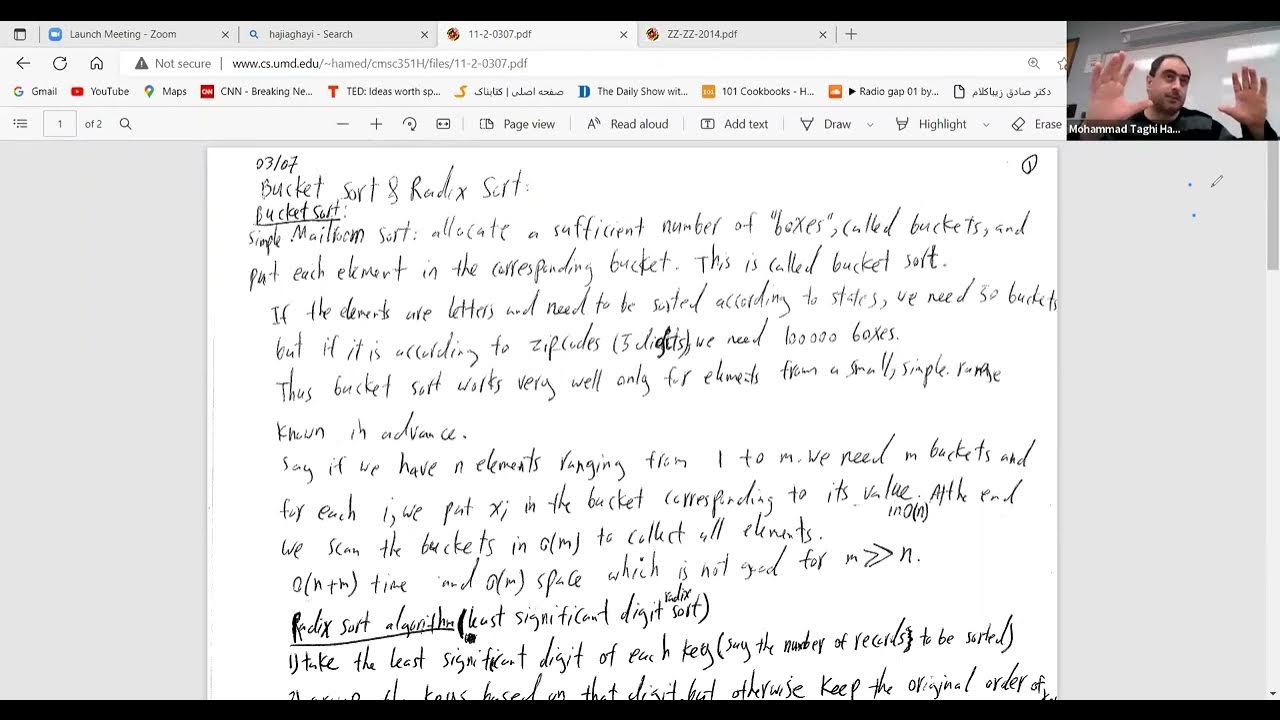 Lesson 12: Introduction to Algorithms by Mohammad Hajiaghayi: Bucket and Radix Sorting Analysis ...