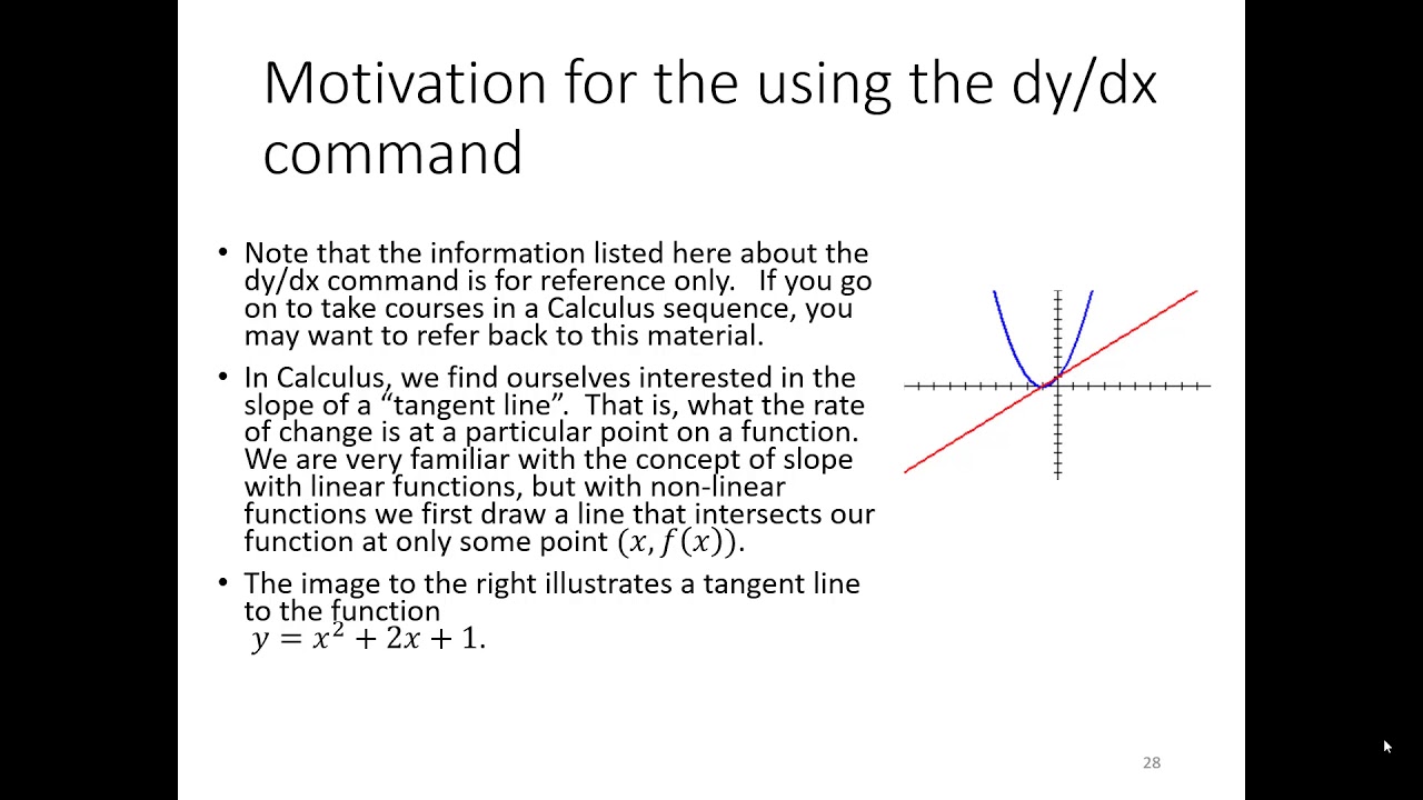Motivation for using the dy over dx command TI 84 Plus - YouTube