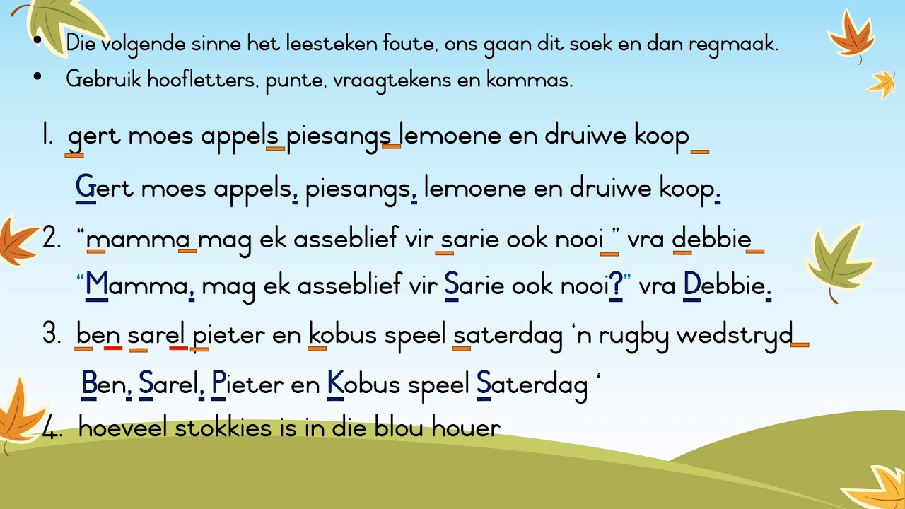 Gr. 3: Les 7 Afrikaans Leestekens, t/d kry 'n jie, begripstoets - YouTube