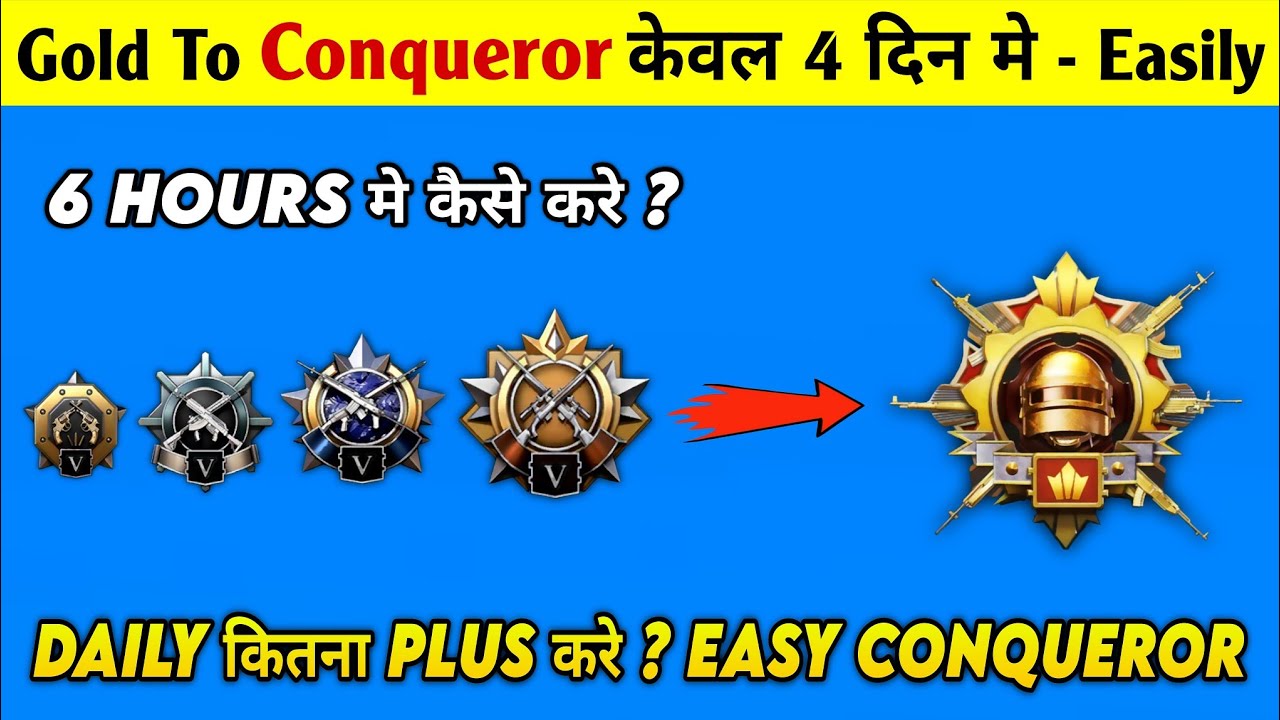 🇮🇳 HOW TO REACH CONQUEROR IN 4 DAYS | CONQUEROR RANK PUSH TIPS AND ...