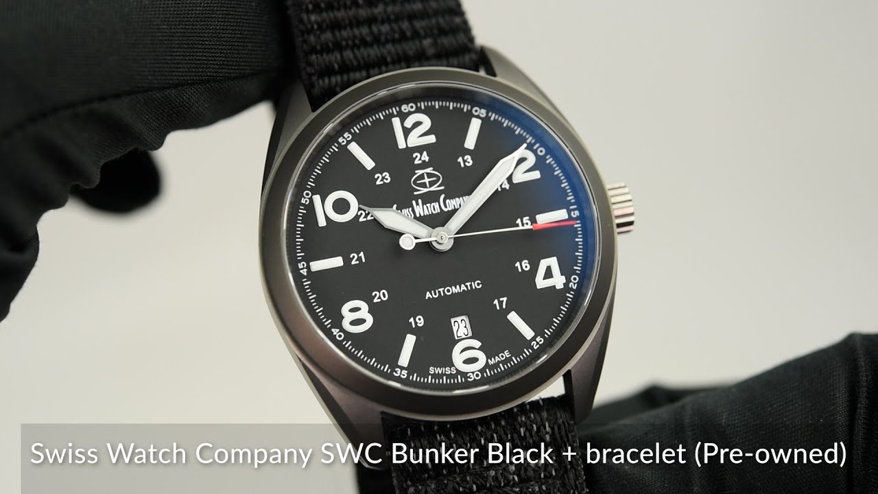 Swiss Watch Company SWC Bunker Black + bracelet (Pre-owned) - YouTube