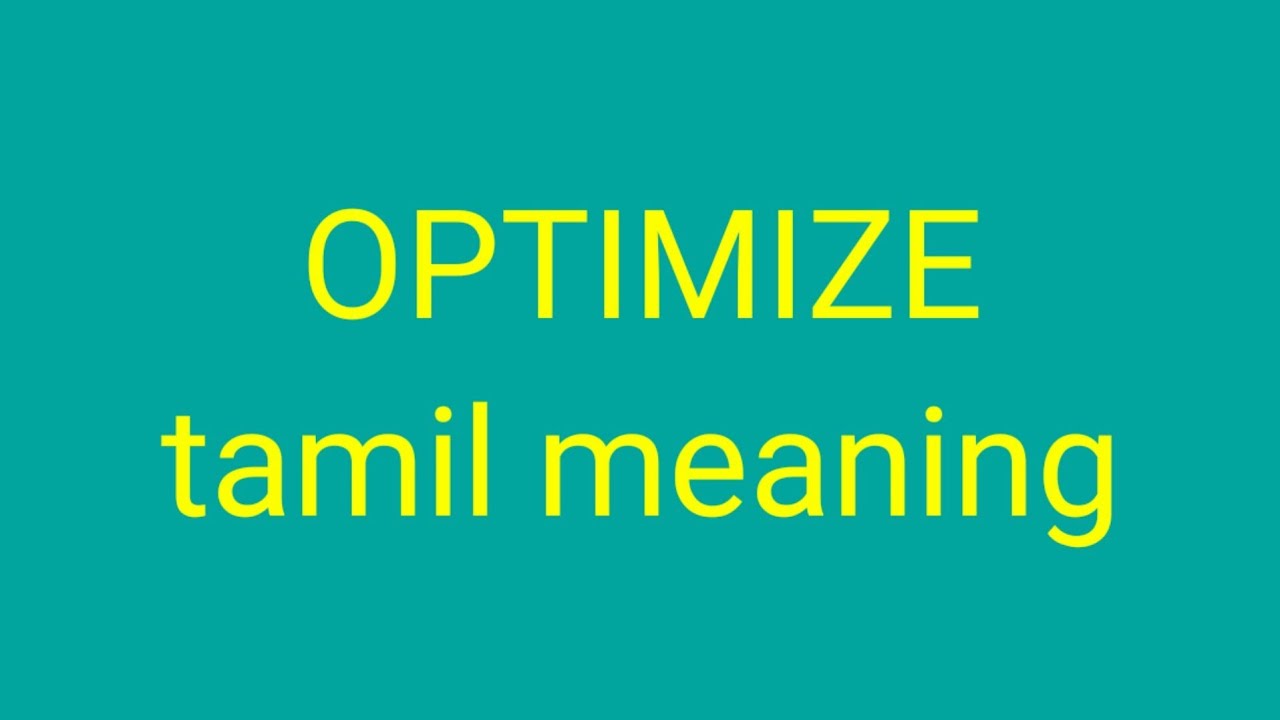 OPTIMIZE Tamil Meaning sasikumar YouTube