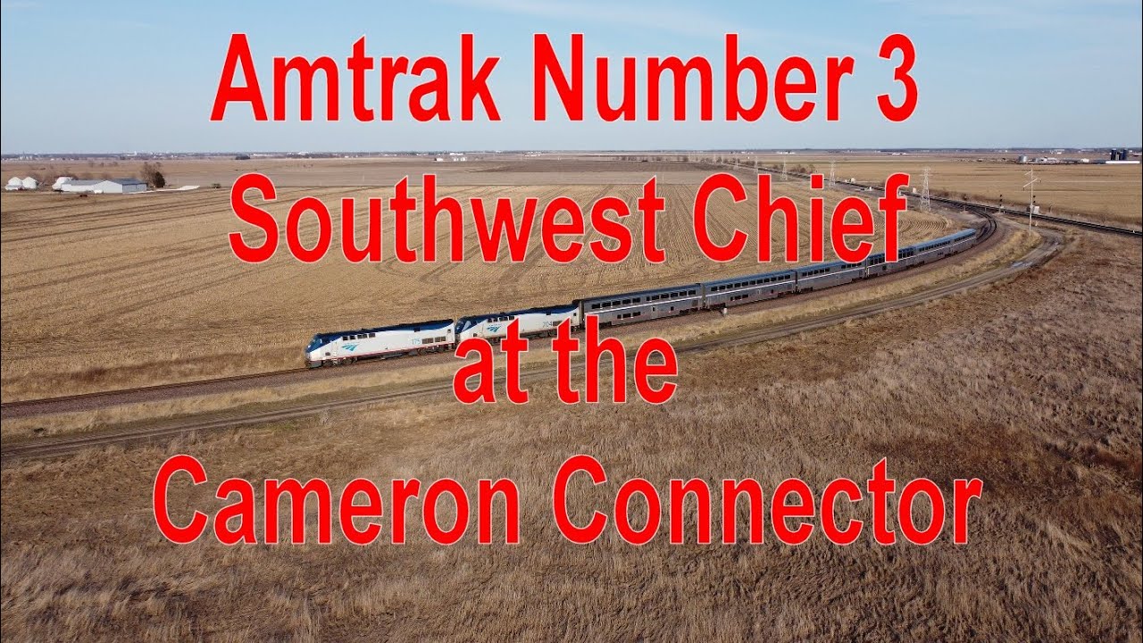 Aerial Cinematic - Amtrak 3 Southwest Chief at Cameron Connector (Near ...