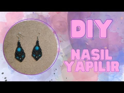 Makrome Küpe Yapımı / Macrame Earring Tutorial / DIY