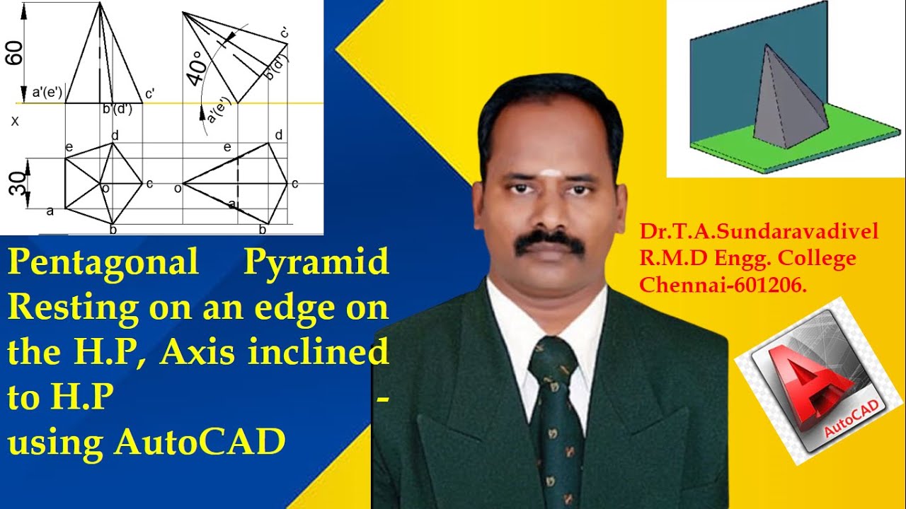 Pentagonal Pyramid, Resting on an edge on HP; Axis inclined to HP - YouTube