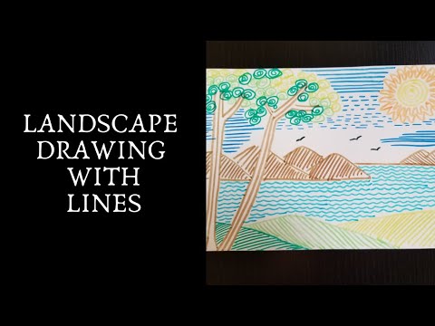 Landscape Drawing with lines - YouTube