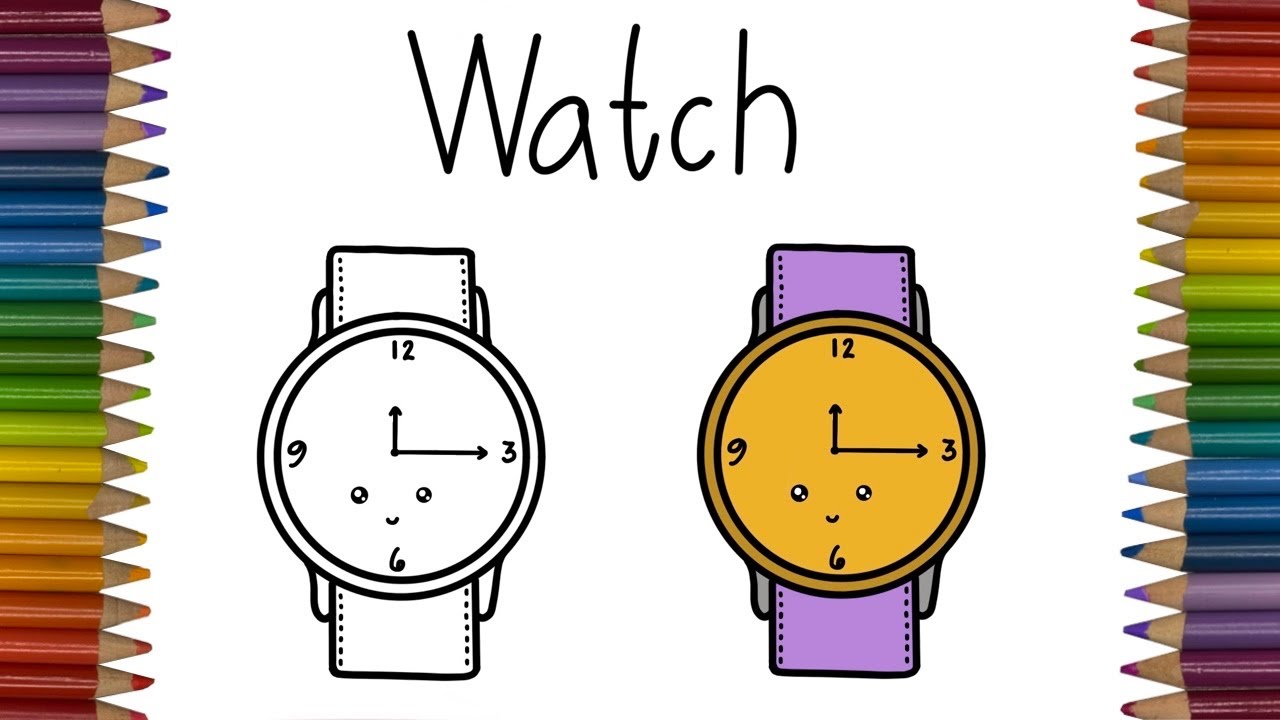 How to Draw a Cute Watch | Easy Drawing Tutorials for Kids by Colours ...
