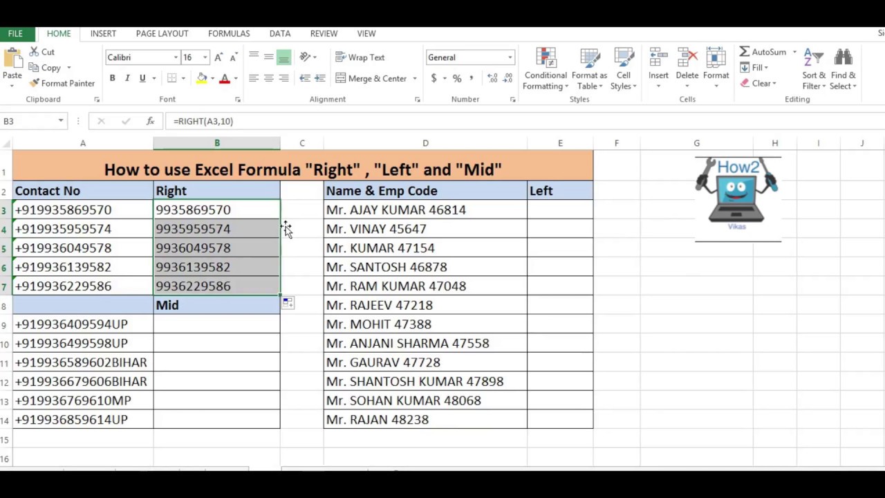 Left Right And Mid Function In Excel In Hindi YouTube Left Right And Mid Function In Excel In Hindi YouTube