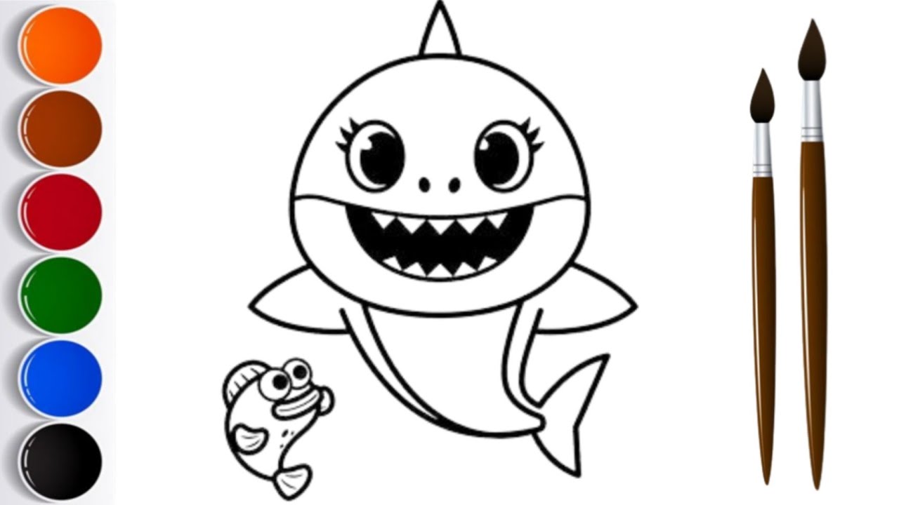 Shark Drawing,painting and coloring for kids| Toddler| how to draw # ...