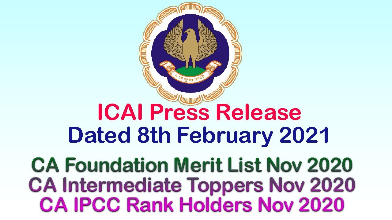 ICAI Press Release 2021 | ICAI Announcement for AIR Nov 2020 for CA ...