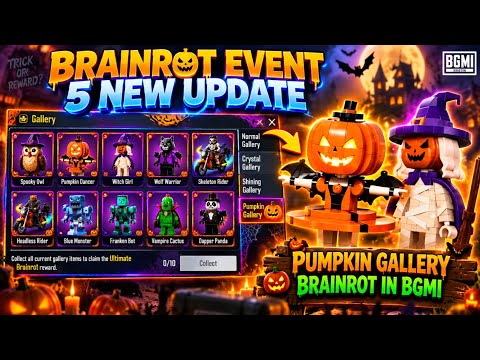 😍BRAINROT EVENT 5 NEW UPDATE IN PUBG MOBILE & BGMI | HOW TO COMPLETE PUMPKIN GALLERY BRAINROT 