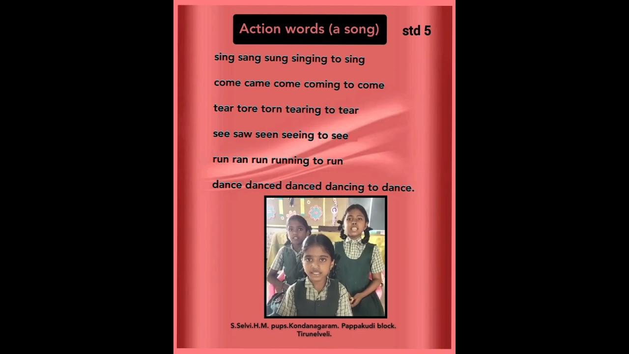 Action words (a song) verb 1,2,3,4,5, - YouTube