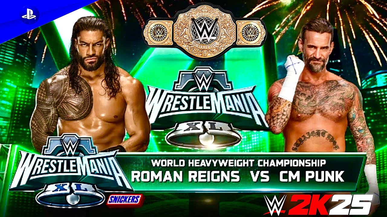 WWE 2K25 - Roman Reigns vs. CM Punk (c) - Full World championship Match ...
