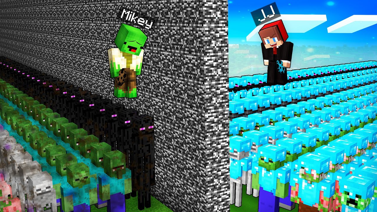 JJ’s RICH Mob Army vs Mikey’s POOR Mob Army Battle in Minecraft ...