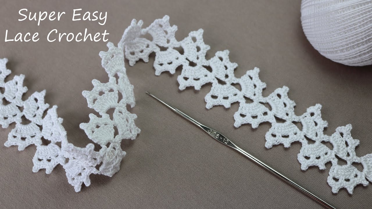 How to Crochet a Simple Lace pattern tutorial. Easy to Crochet Ribbon ...