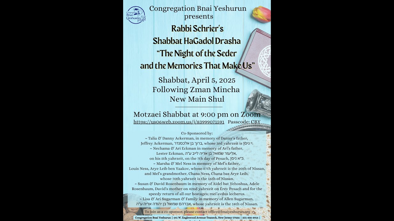 Rabbi Elliot Schrier's Shabbat HaGadol 5785 Drasha - YouTube