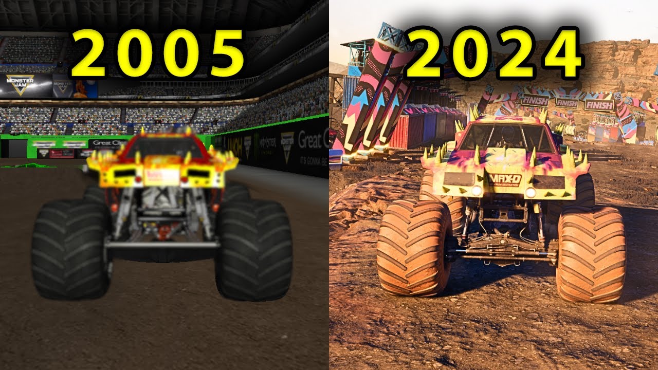MAX-D FIRE Monster Truck EVOLUTION in MONSTER JAM GAMES (2005-2024 ...