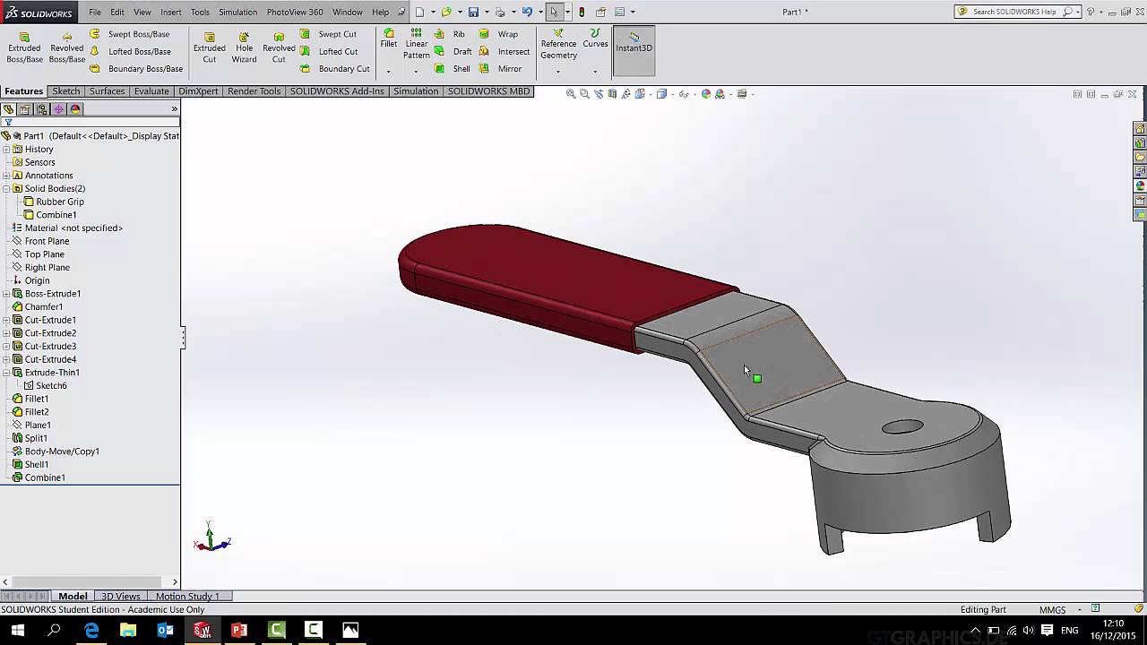 Solidworks Lever Valve Handle Part 2 - YouTube