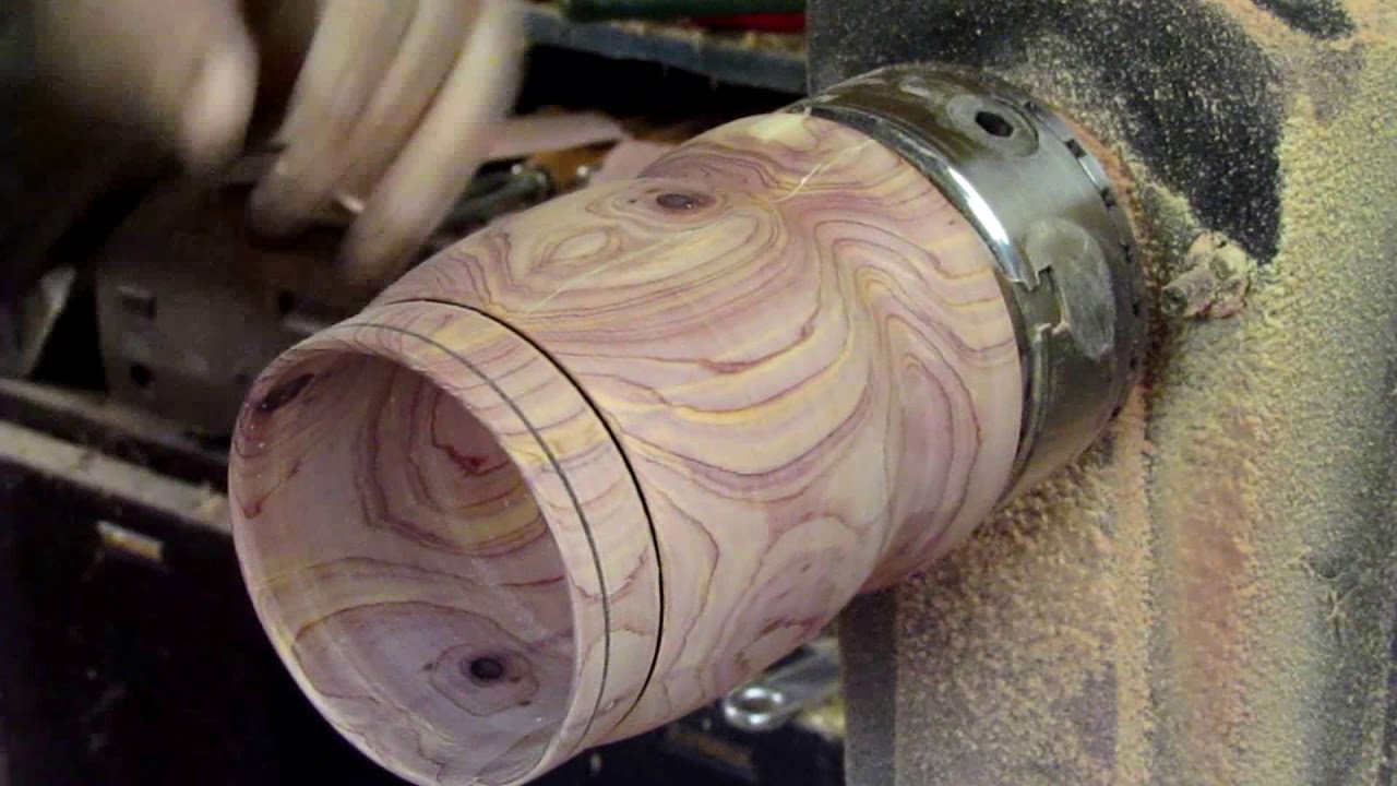 Cedar cup turned with walnut handle - YouTube