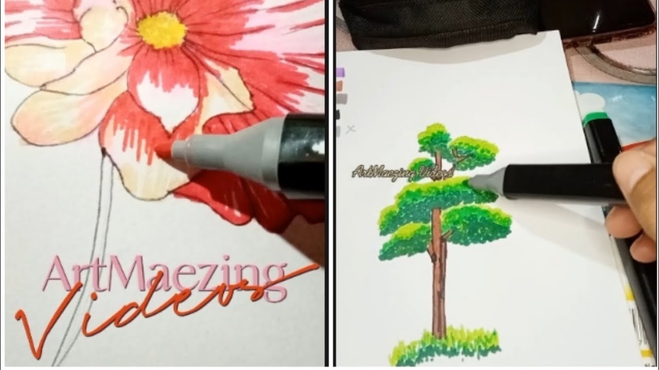 COLORFUL DRAWING | DRAW USING MARKERS #colorfuldrawing #howtodraw # ...