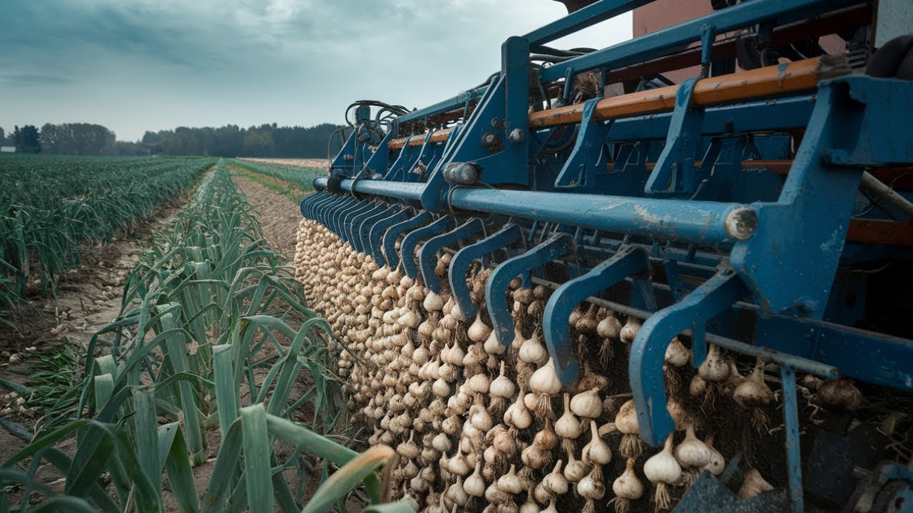 Harvesting Thousands Of Tons Of Garlic | Farming Documentary - YouTube