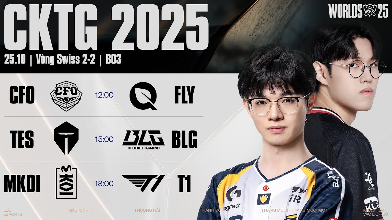 CFO vs FLY | TES vs BLG | MKOI vs T1 | CKTG 2025 - Vòng Swiss Ngày 25. ...