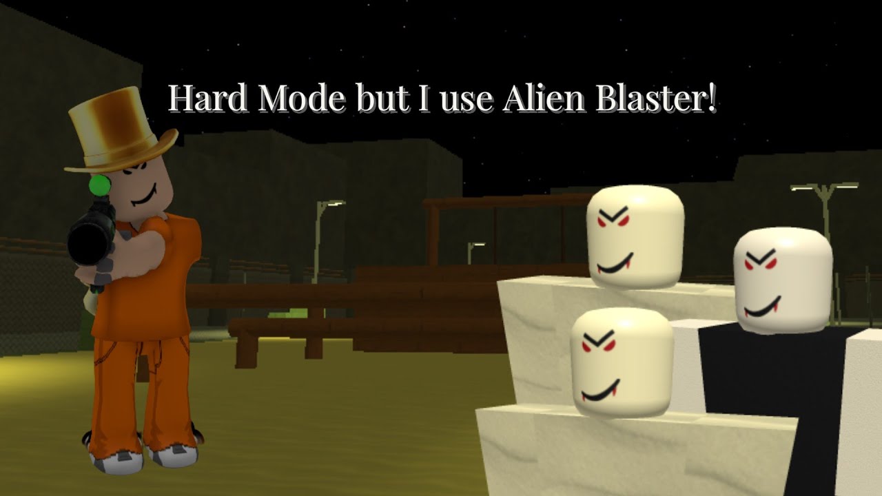 Hard Mode but I use Alien Blaster || ROBLOX Zombie Attack - YouTube