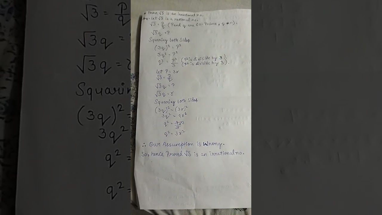 Prove √3 is a Irrational Number #shorts - YouTube